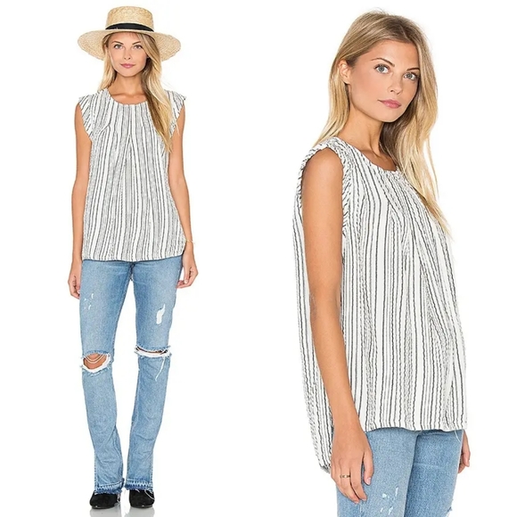 Michael Stars | Tops | Michael Stars Seersucker Crew Neck Pleated Top ...